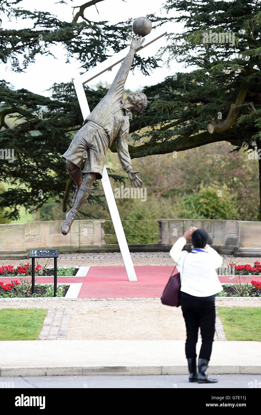 A lady takes a picture of the new statue of Arthur Wharton that was ...