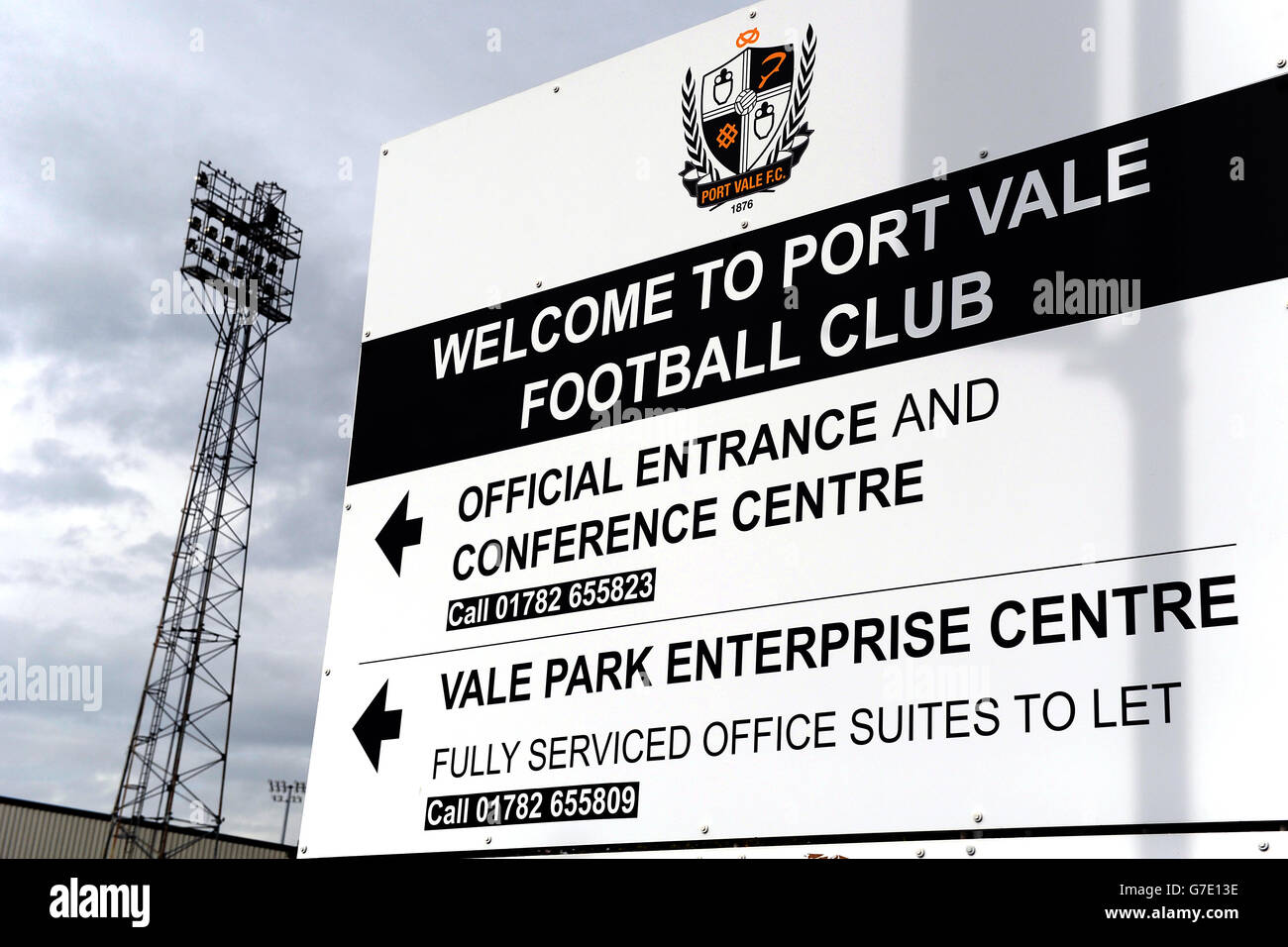 General view of a welcome sign at vale park hi-res stock photography ...