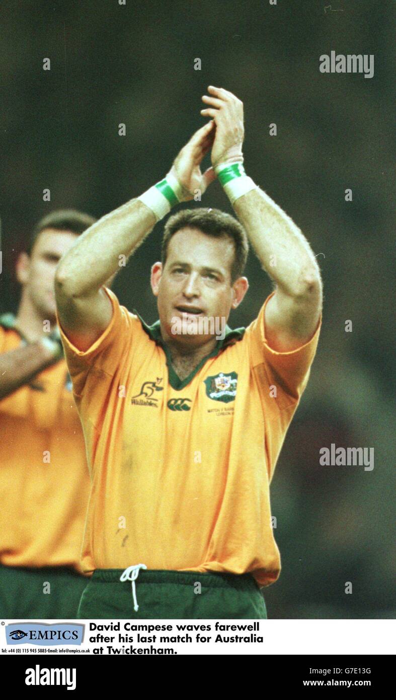 David Campese waves farewell after his last match for Australia at ...