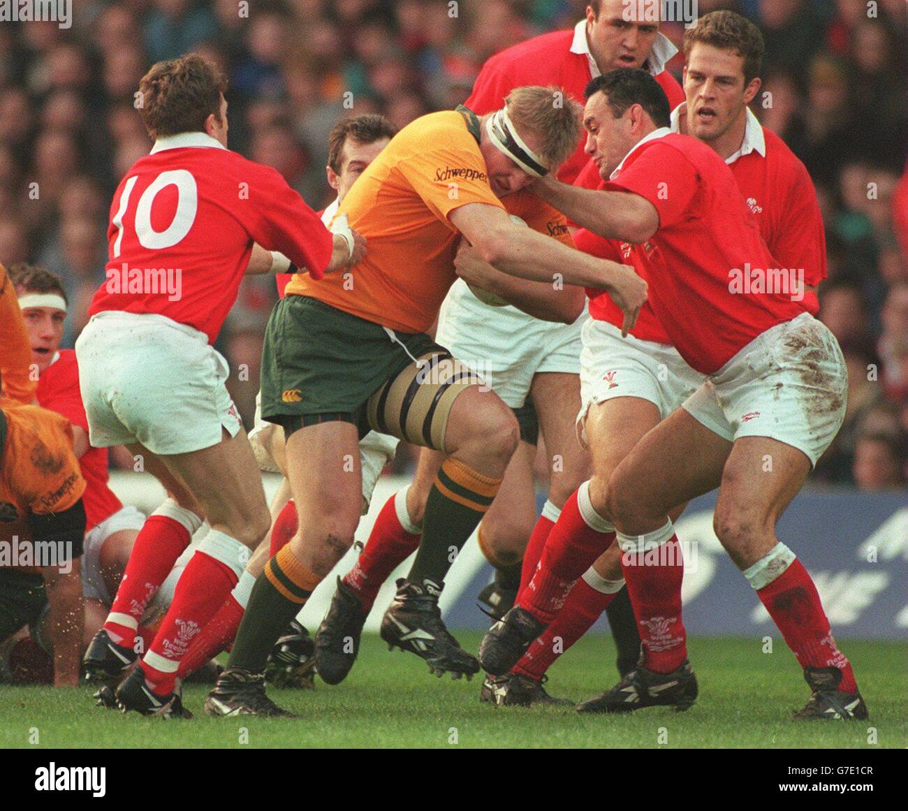 Australia tackled by wales jonathan davies hemi taylor hi-res stock ...