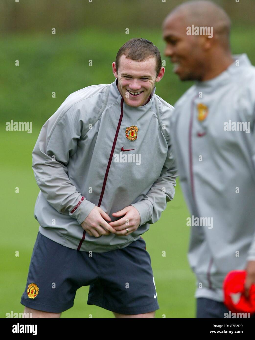 Manchester United's Wayne Rooney and Quinton Fortune during a training ...