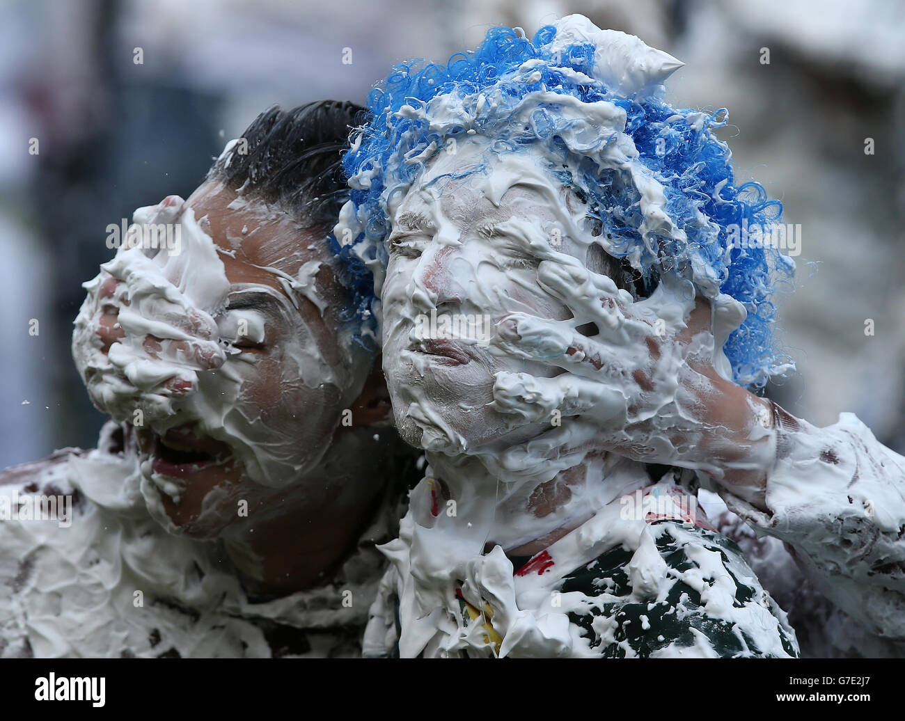 St Andrews University students take part in a foam fight known as ...