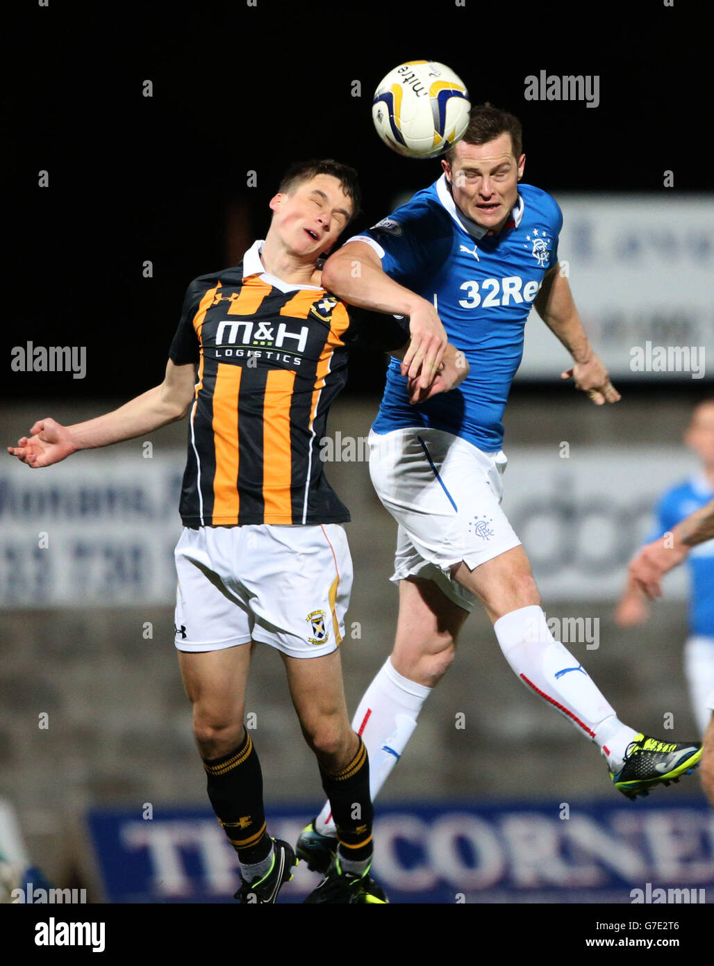Ranger's Jon Daly challenges East Fife's Lewis Barr during the Petrofac ...