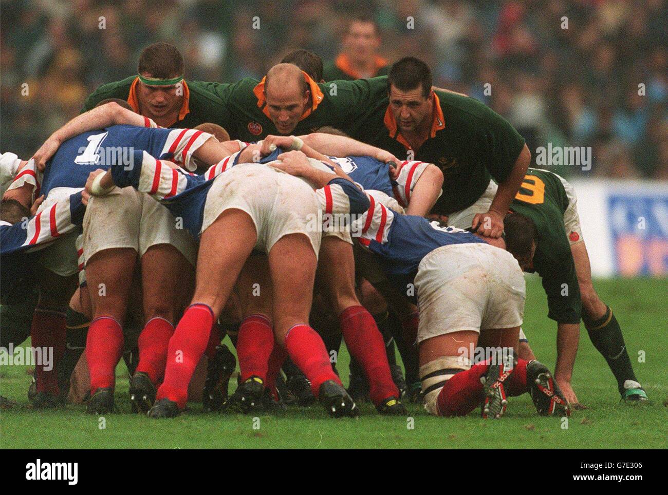 International Rugby ... France v South Africa. South Africa front row ...