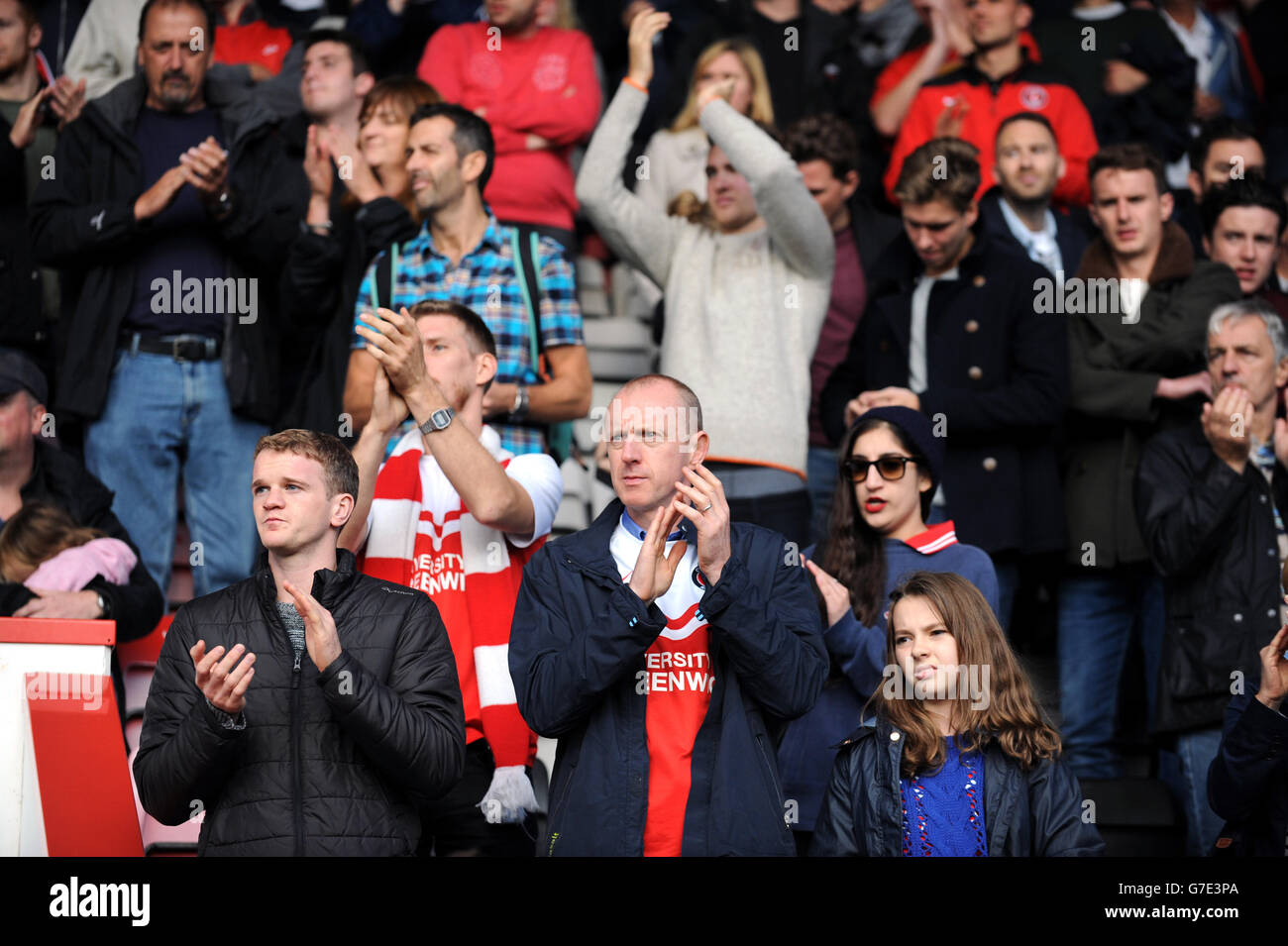 Charlton athletic fans in the stands at the goldsands stadium hi-res ...