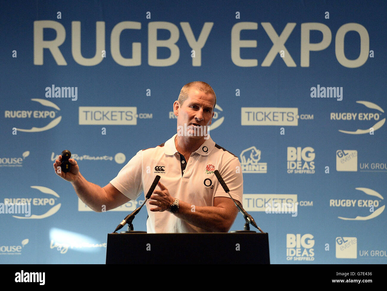 England rugby head coach Stuart Lancaster speaks during day one of 2014 ...