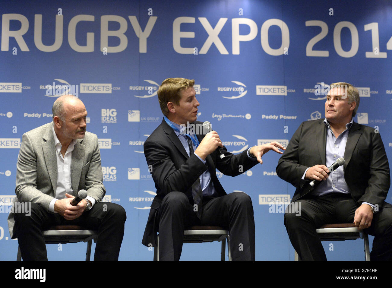Former Wales rugby player Ieuan Evans (left) and Former England rugby ...