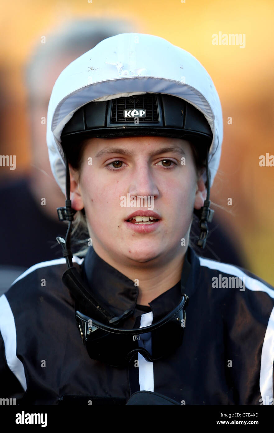 Jockey anna hesketh at leicester racecourse hi-res stock photography ...