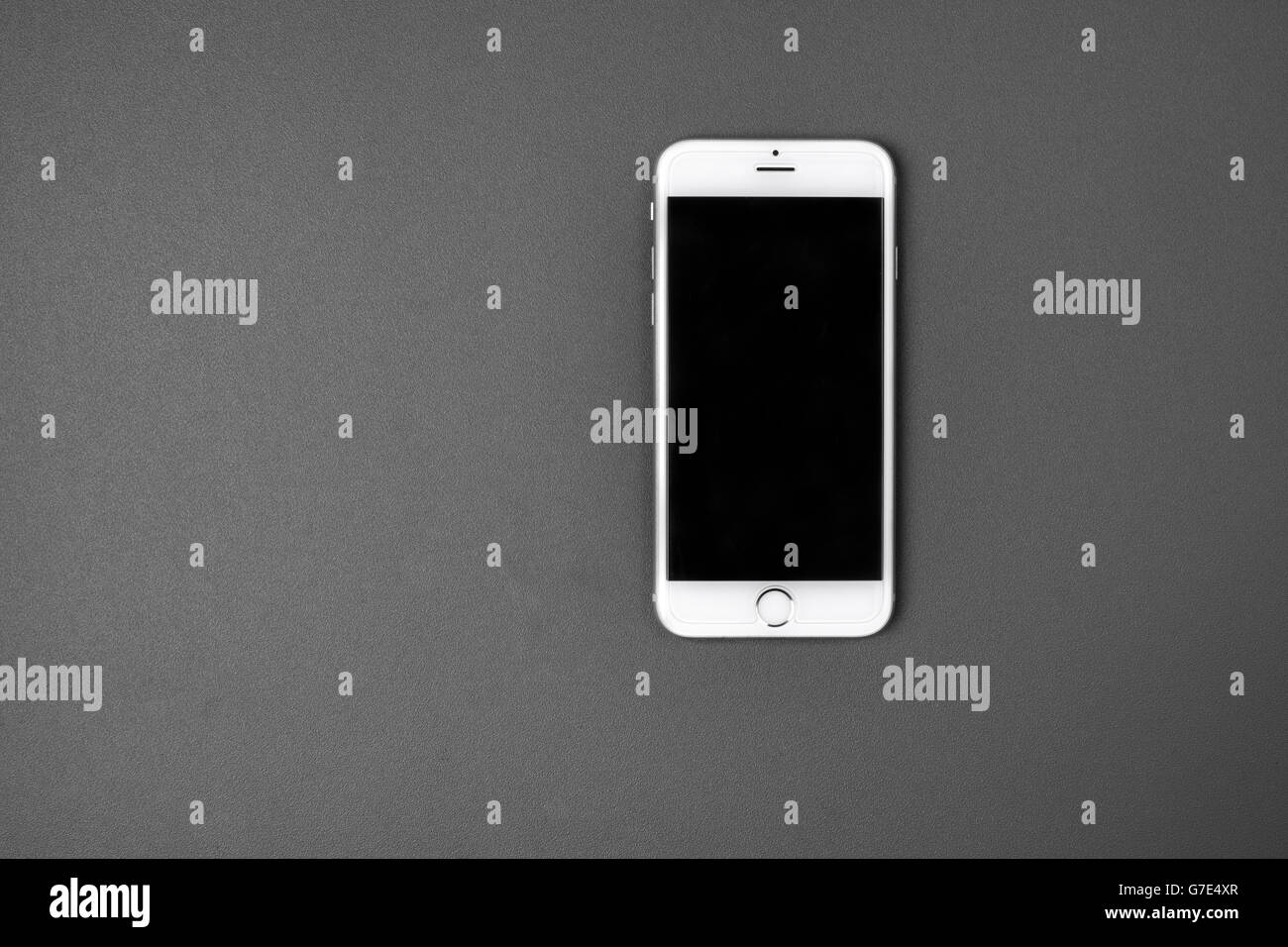 White smartphone gray background Black and White Stock Photos & Images ...