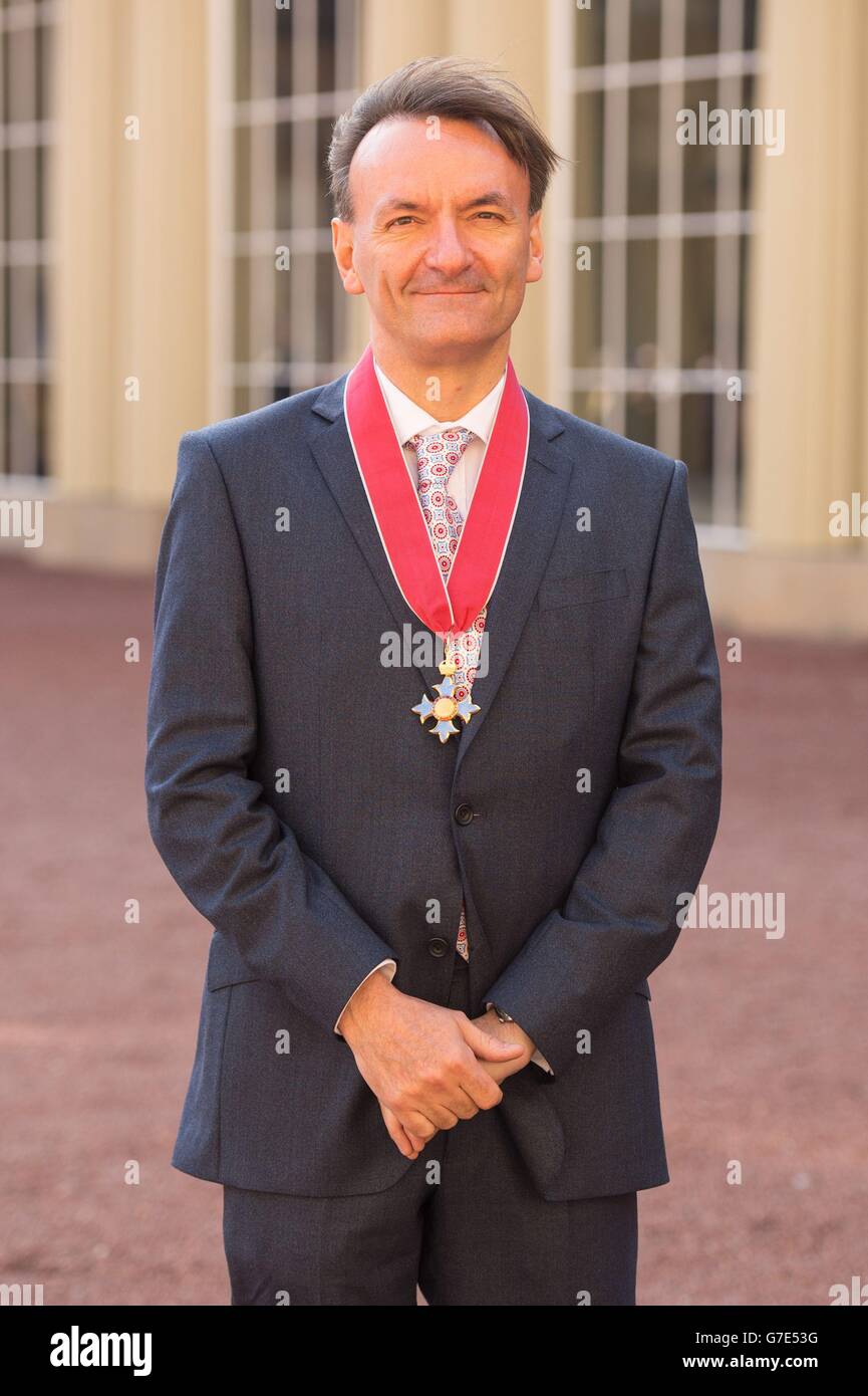 Stephen Hough, with his CBE medal, awarded during an investiture ...