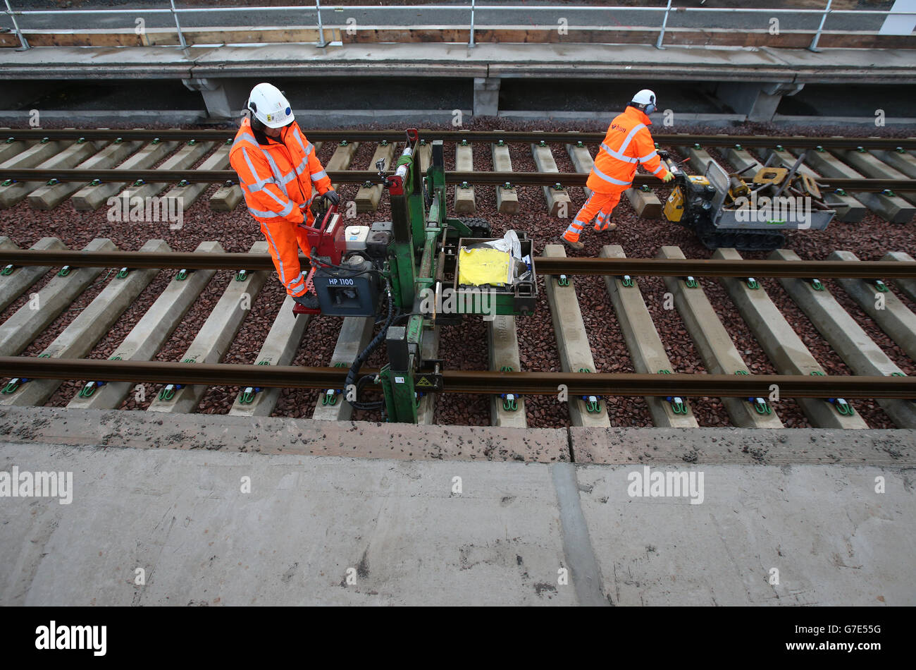 New rail tracks are installed at Shawfair station as Network Rail has ...