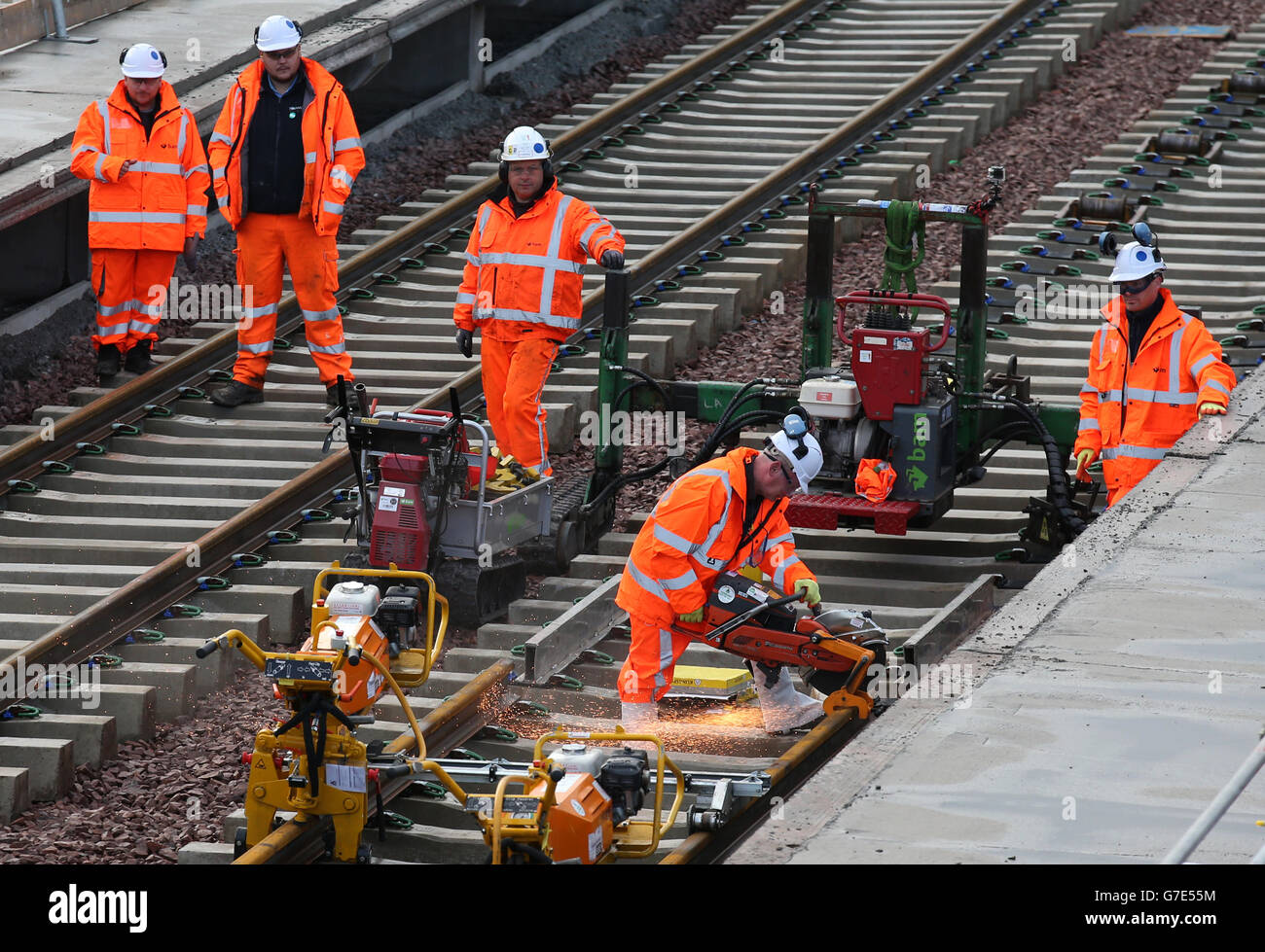 New rail tracks are installed at Shawfair station as Network Rail has ...