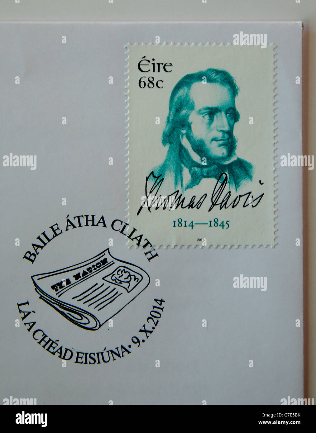 An envelope with the new stamp on receives a watermark at the unveiling ...