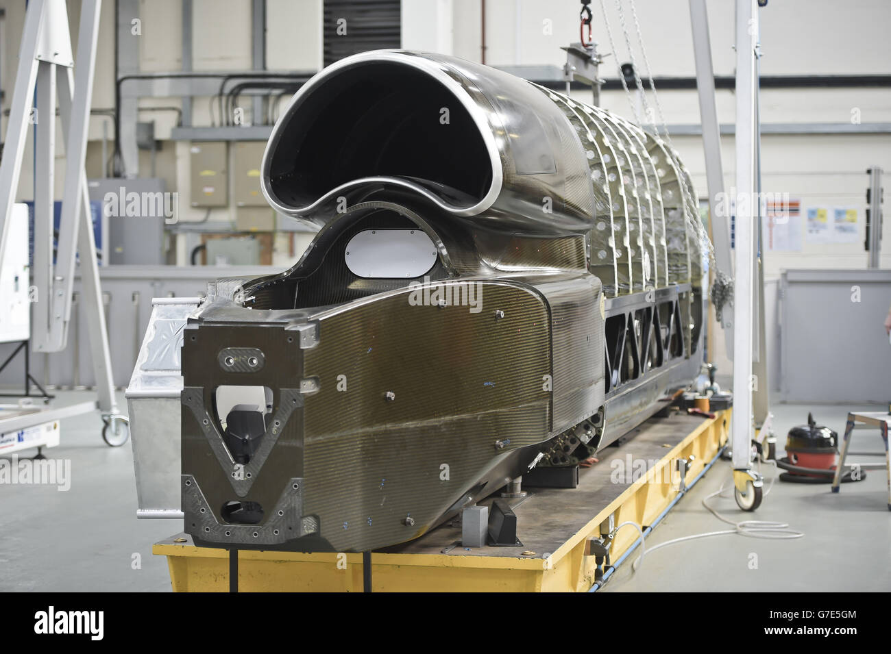 The air intake and carbon fiber cockpit section on BLOODHOUND SSC, at ...