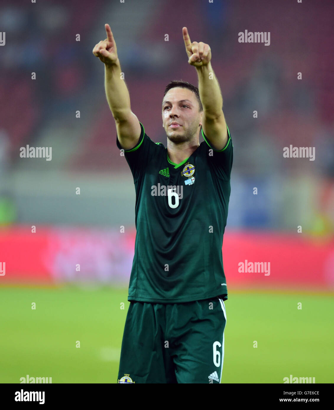 Northern Ireland's Chris Baird celebrates at the end of the game of the ...