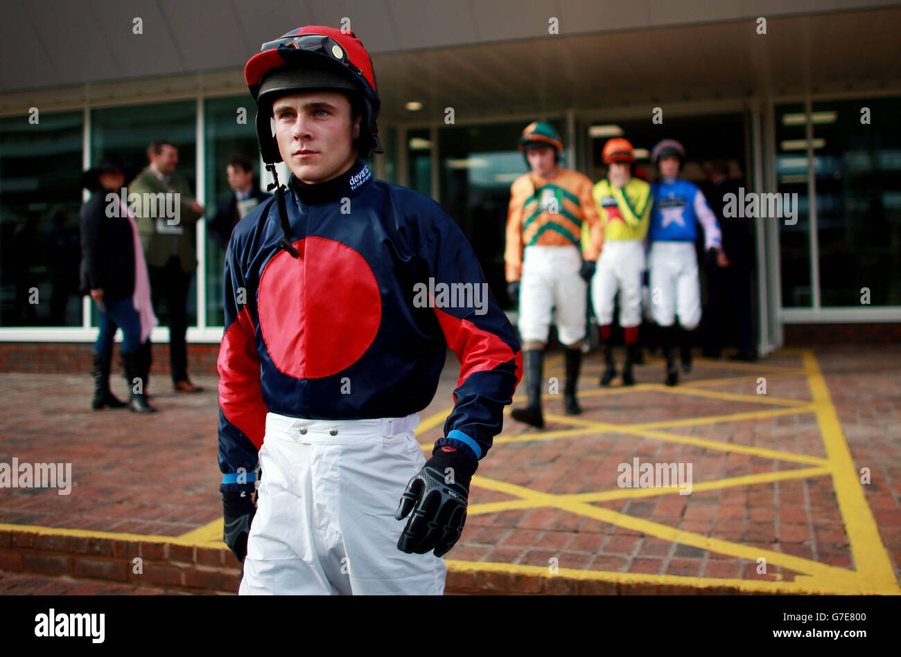 Jockey James Cowley makes his way out for the Lewis Badges Novices ...