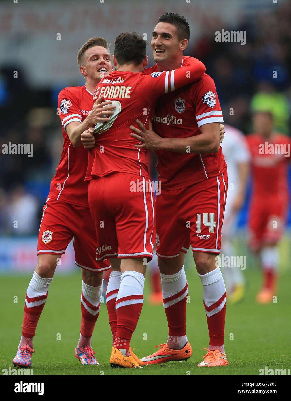 Cardiff City's Federico Macheda (right) celebrates scoring the opening ...