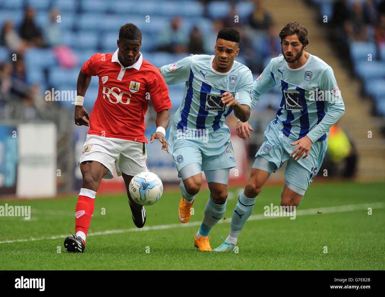 Coventry City's Jordan Willis (centre) and Adam Barton (right ...