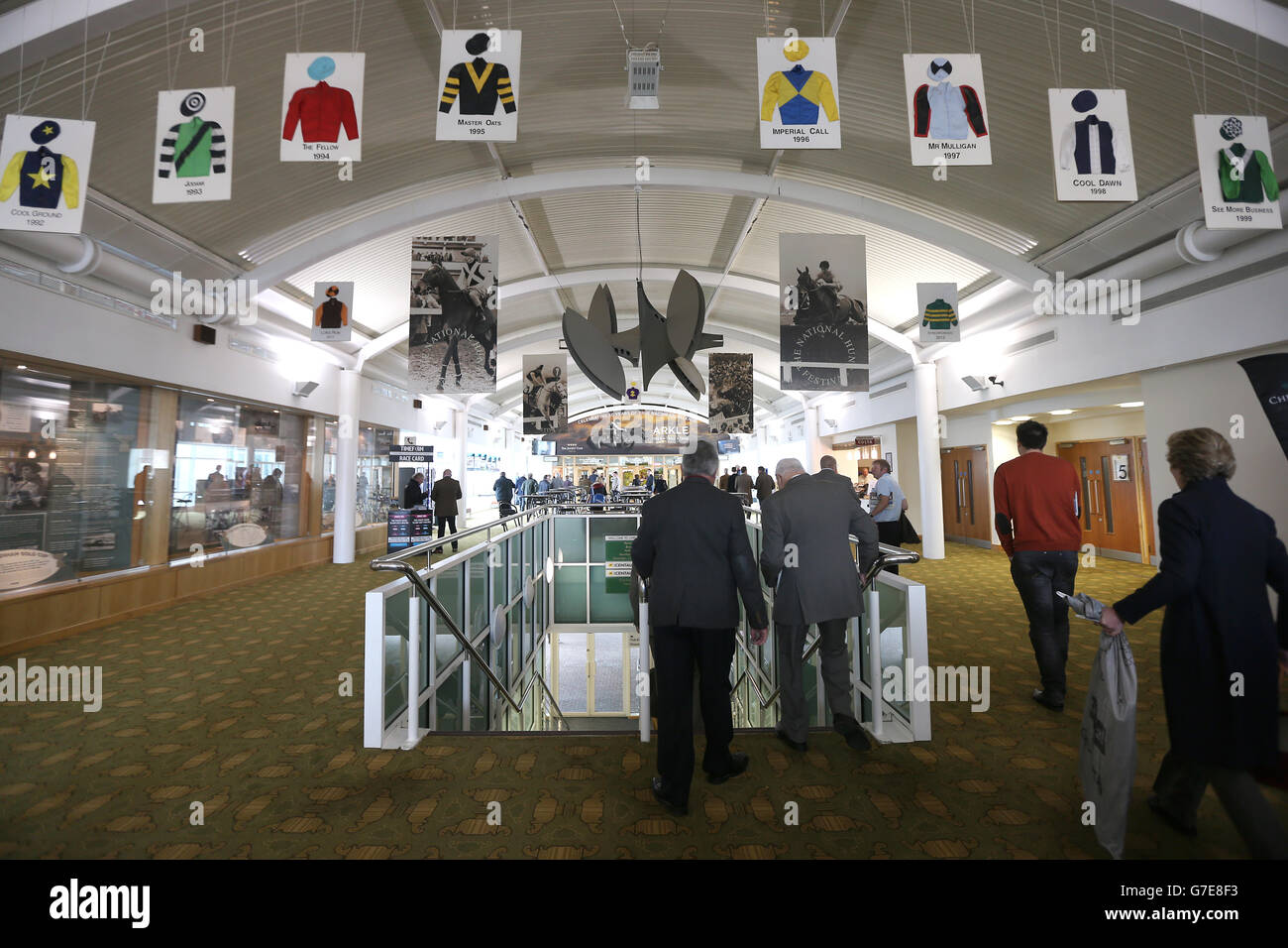 A general view of racegoers in the entrance foyer at Cheltenham ...