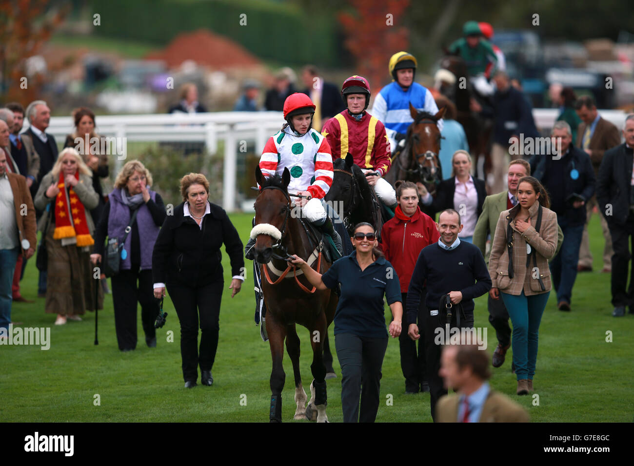 L-R: Jockey Jamie Moore on Chris Pea Green, Charlie Poste on Thomas ...
