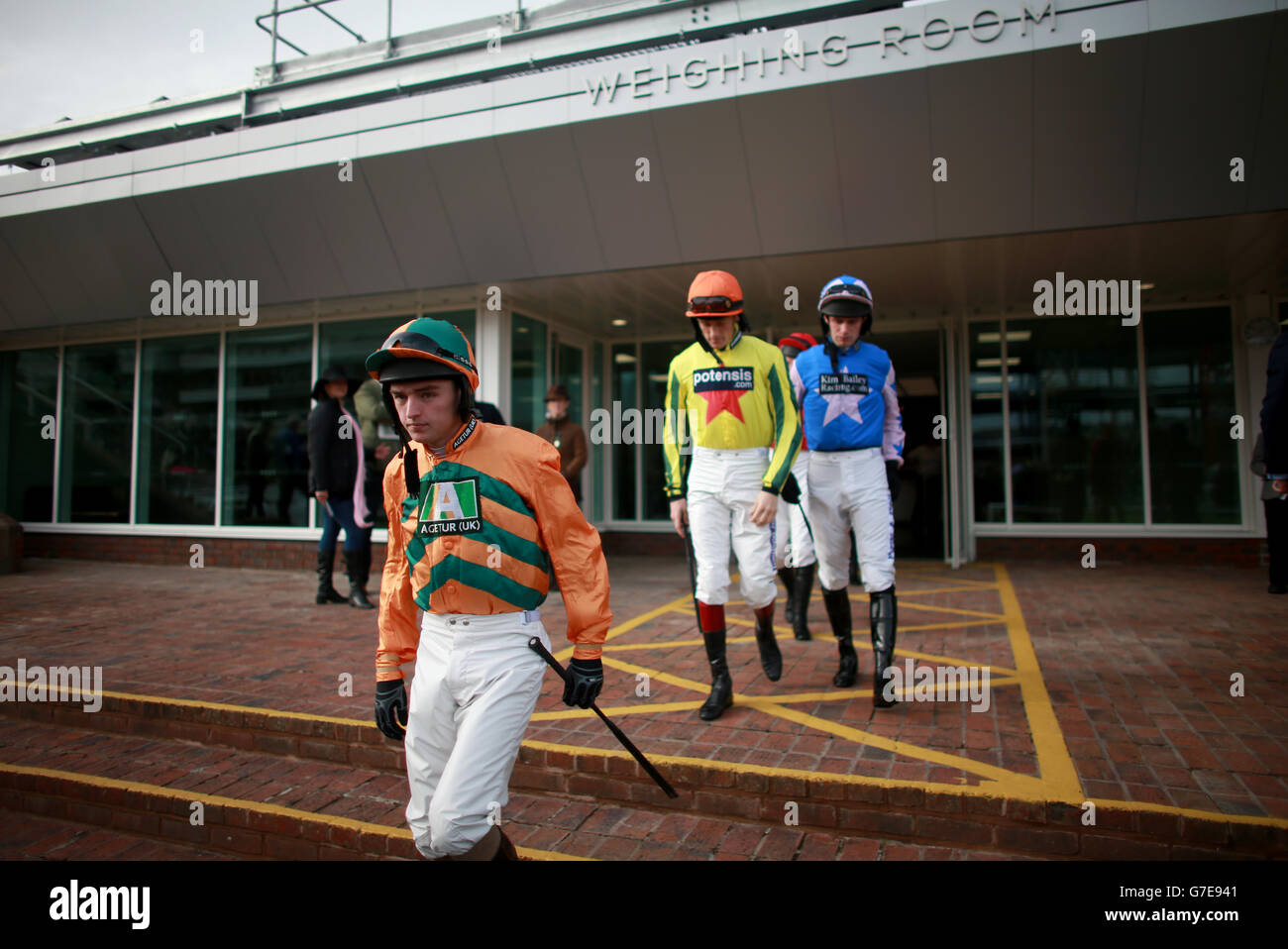 Jockey ryan hatch before the lewis badges novices hurdle hi-res stock ...