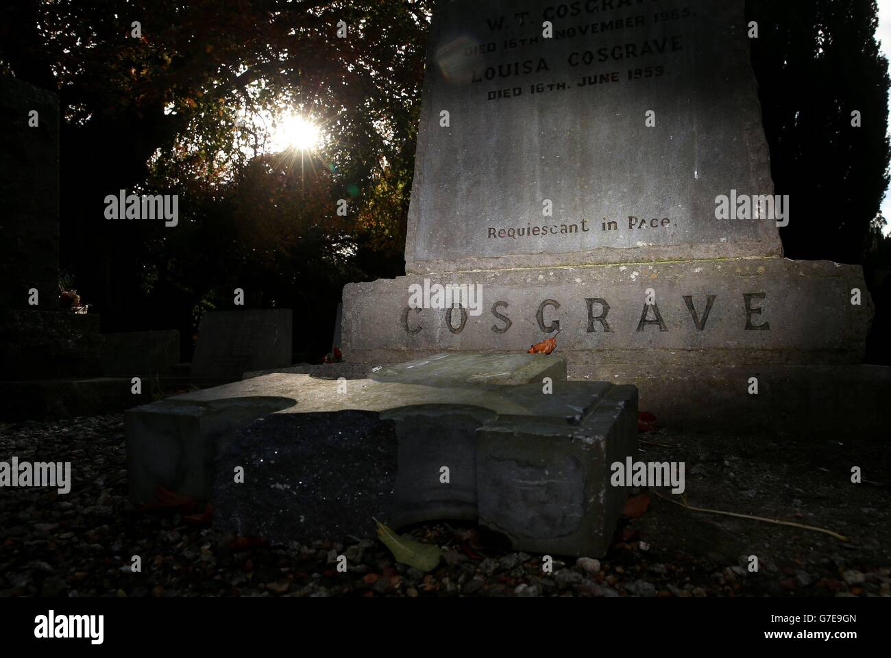 William T Cosgrave grave damaged Stock Photo - Alamy
