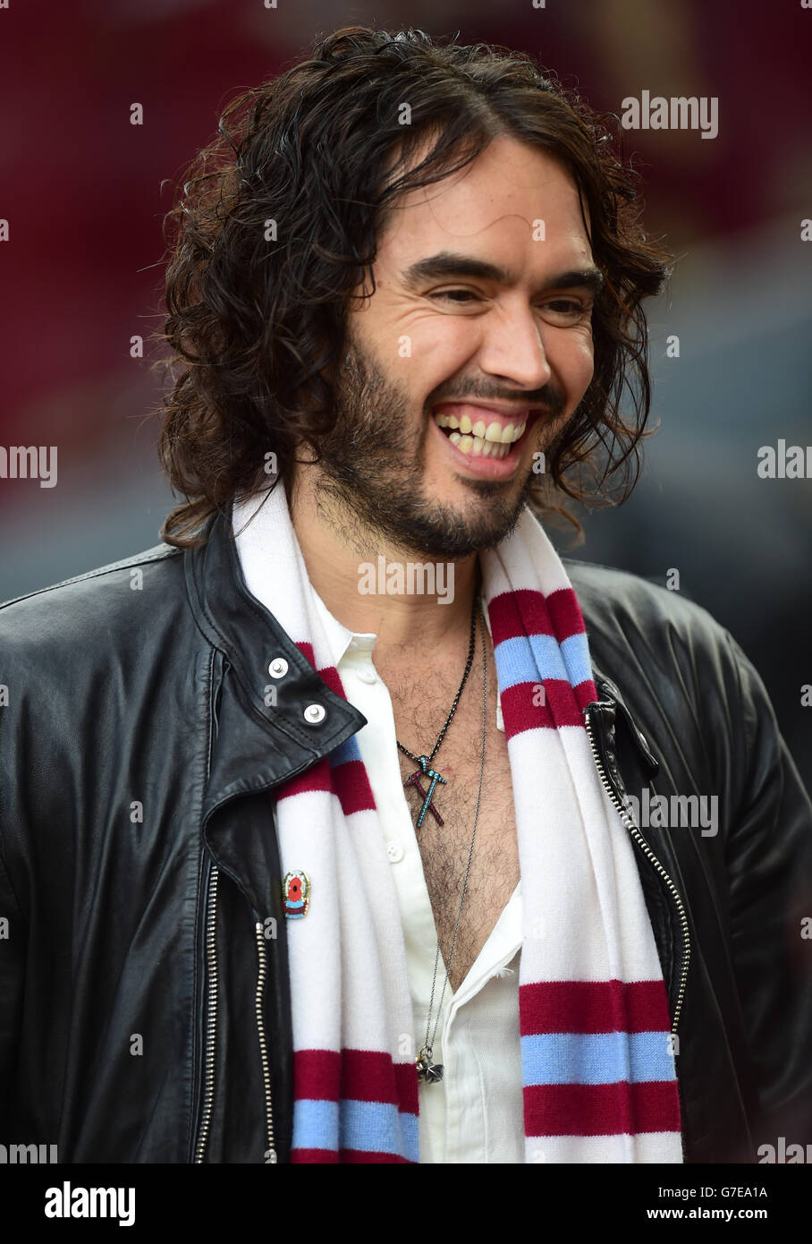 West ham united fan russell brand in the the match hi-res stock ...