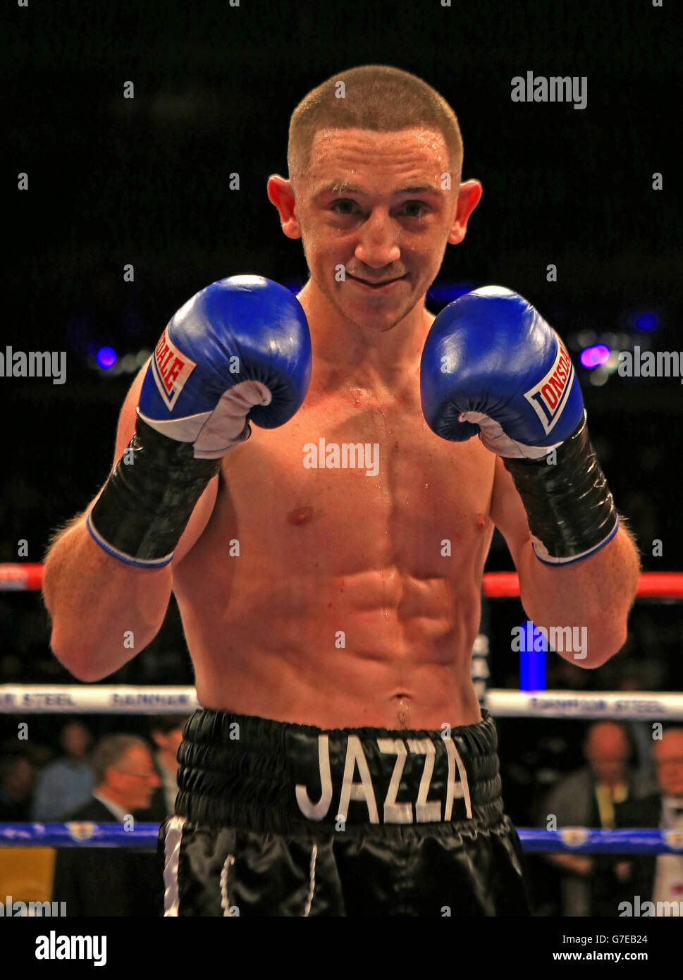 Boxing - Liverpool Echo Arena. Jazza Dickens celebrates his win over ...