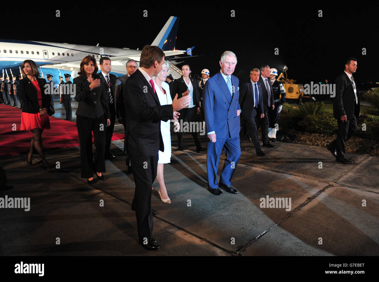 The Prince of Wales and Duchess of Cornwall arrive at Bogota Airport ...