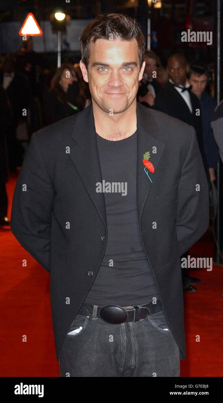 Singer Robbie Williams arrives for the UK Music Hall Of Fame - live ...