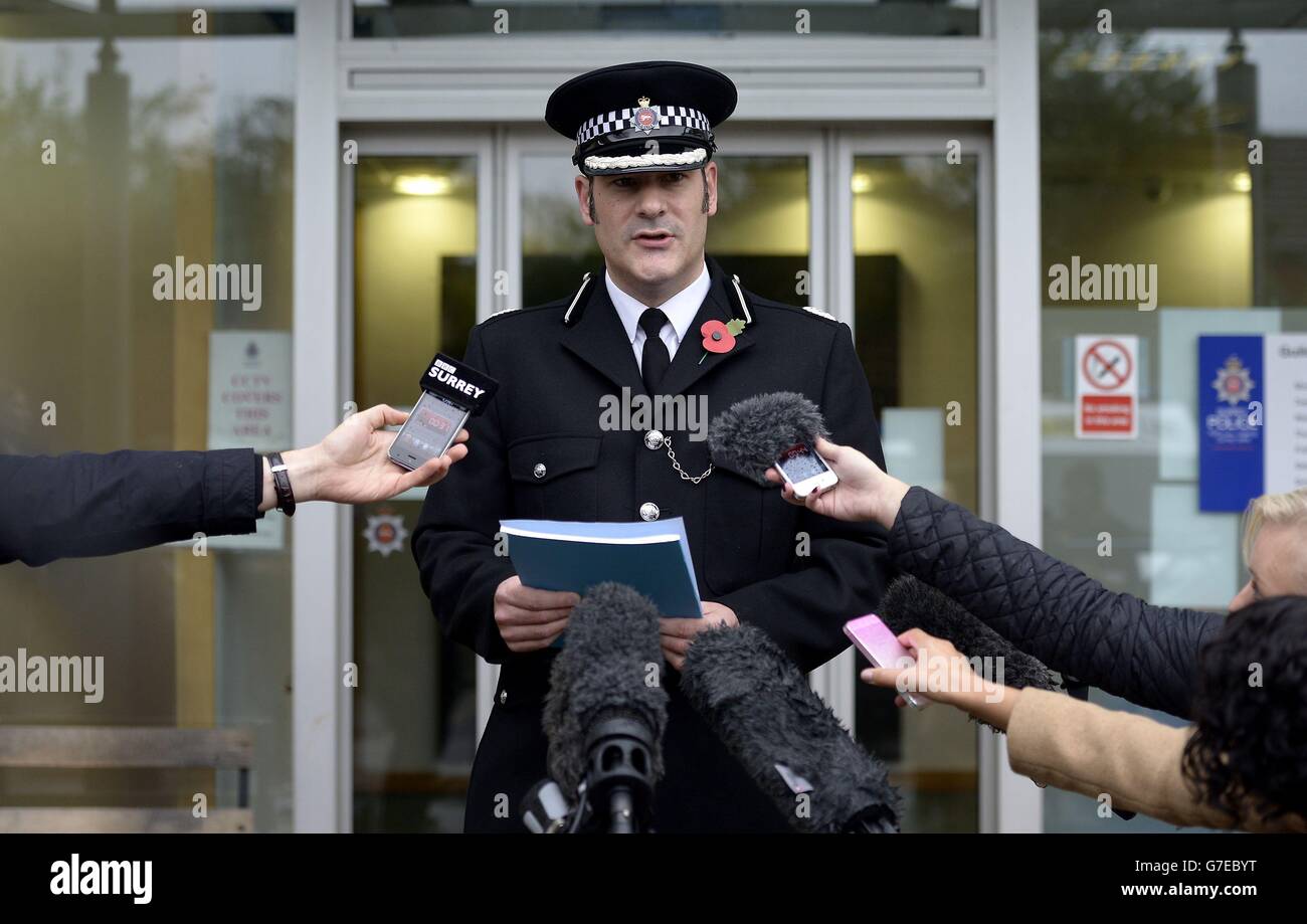 Surrey Police Assistant Chief Constable Stuart Cundy makes a statement ...