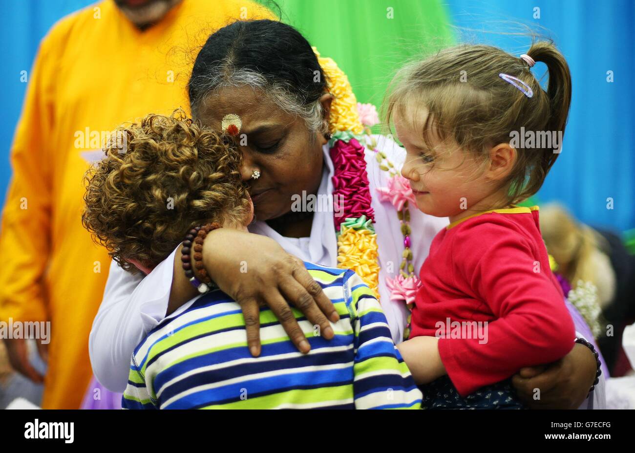 Mata Amritanandmayi (Amma) with Albie Lally, six, and his sister Clara ...