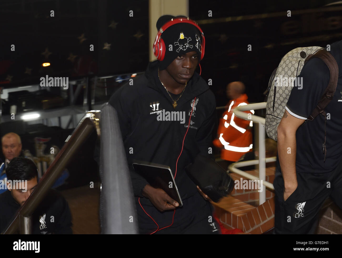 Liverpool's Mario Balotelli arrives for the Barclays Premier League ...