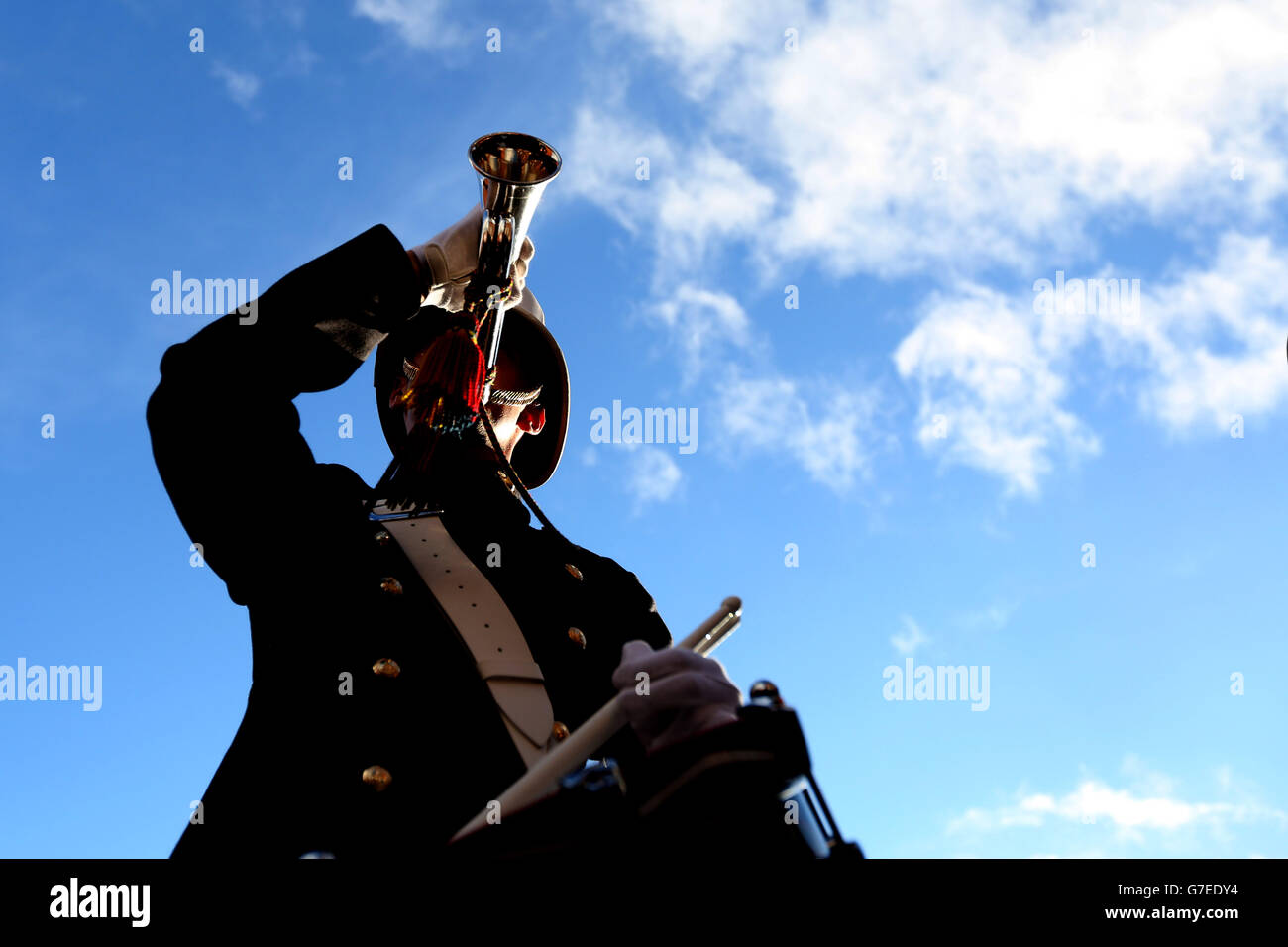 Royal Marine Band Service Bugler Perry Lawrence wears the new parade ...