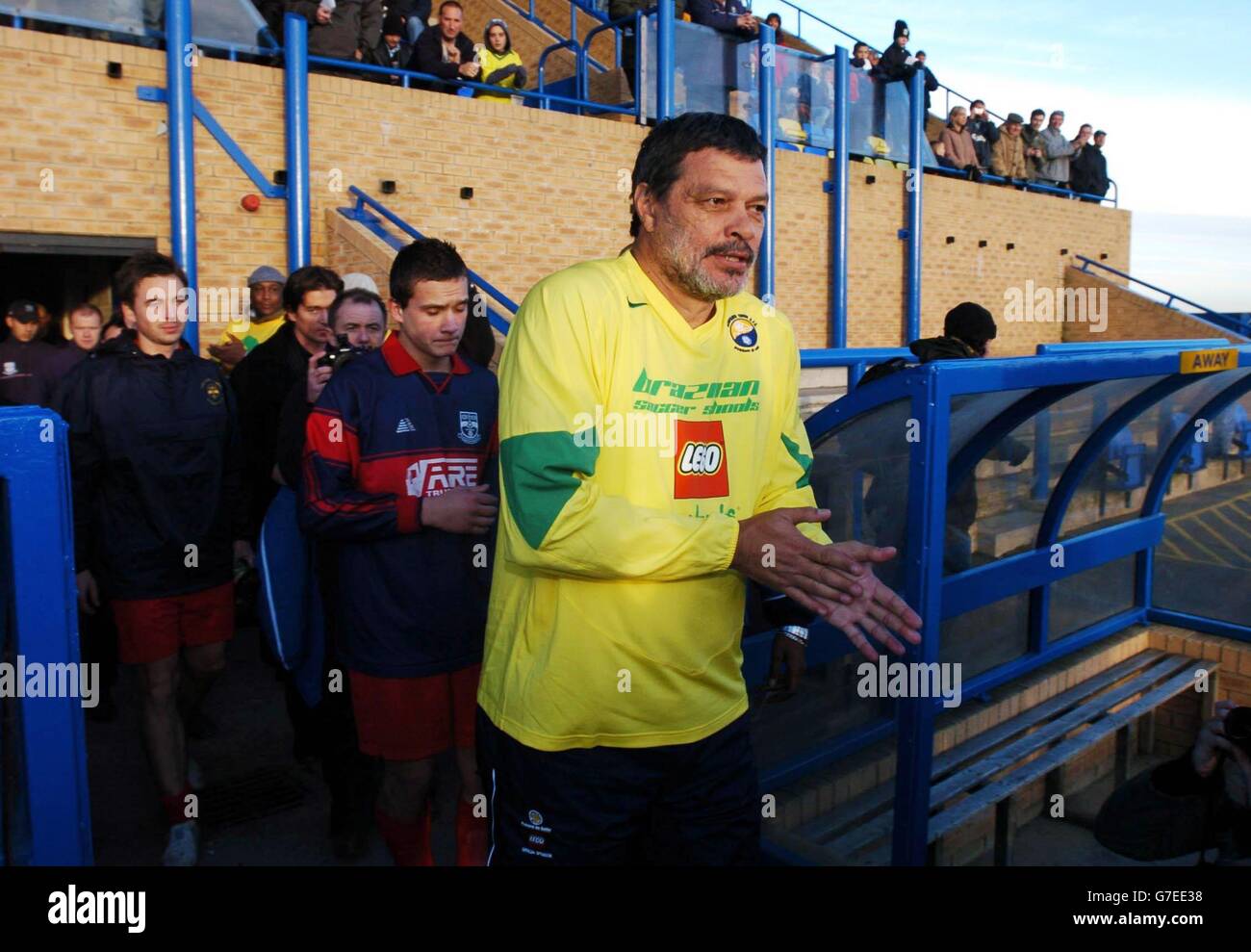 Socrates emerges from the tunnel at garforth town football ground hi ...