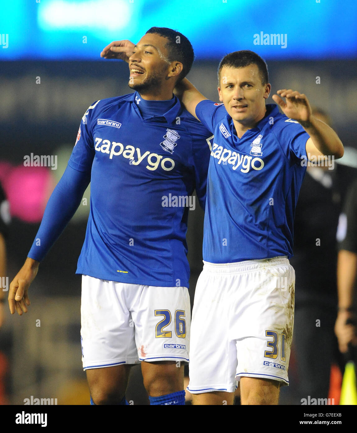 Birmingham City's David Davis (left) and Paul Caddis celebrate after ...