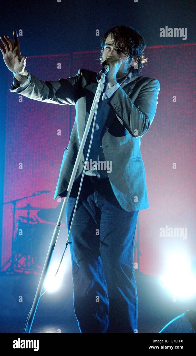 Lead singer of Irish band The Thrills Conor Deasy performs onstage at ...