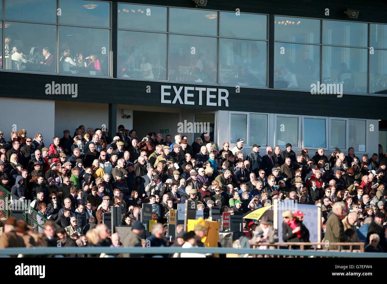 Horse Racing - Exeter. A general view of the racegoers in the stands ...