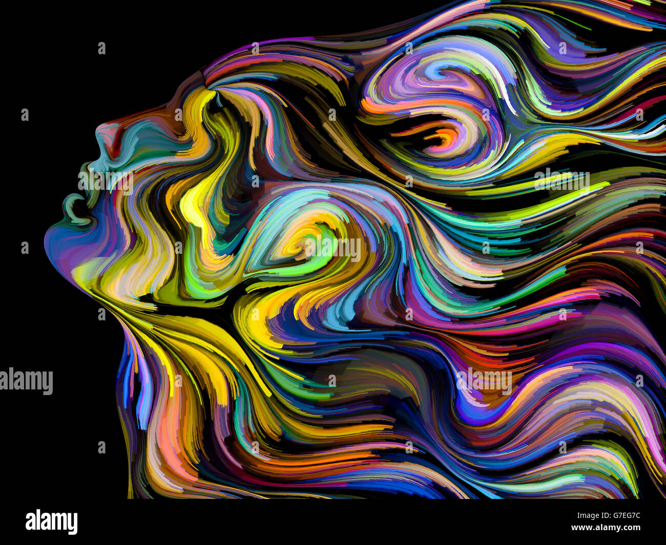 Colors of Passion series. Backdrop of colorful human profile executed ...