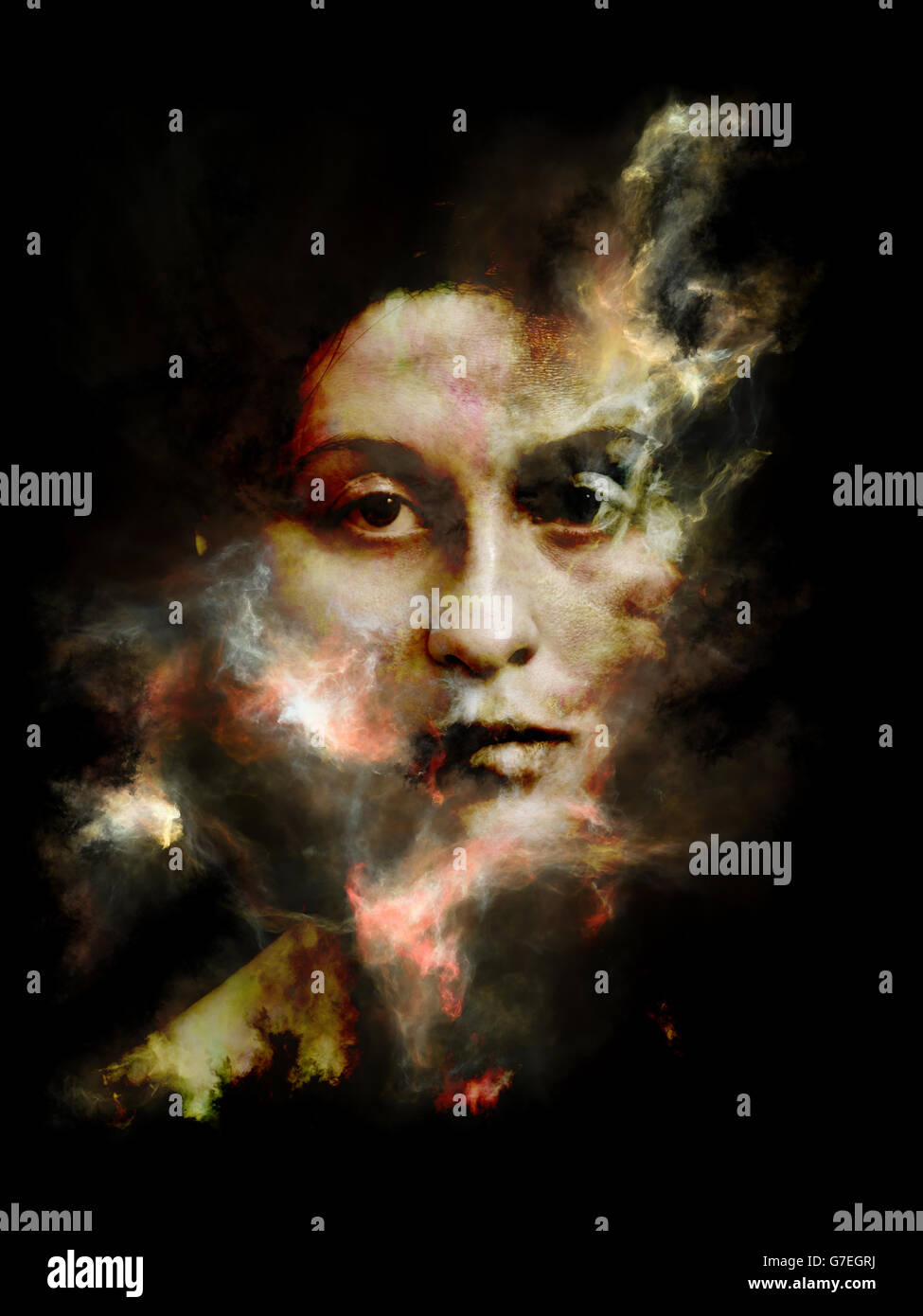 Surreal Dust Portrait series. Interplay of fractal smoke and female ...