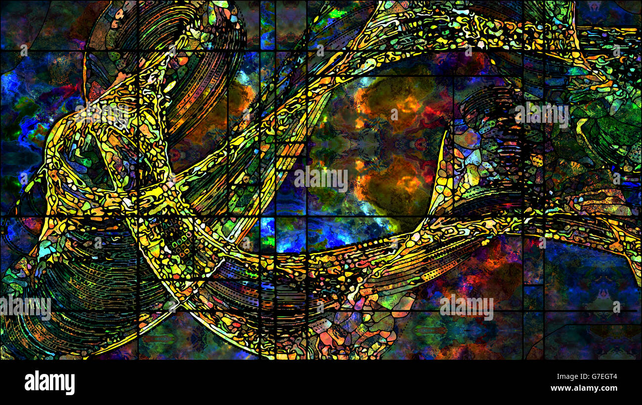 Stained Glass series. Composition of colorful stained glass patterns ...