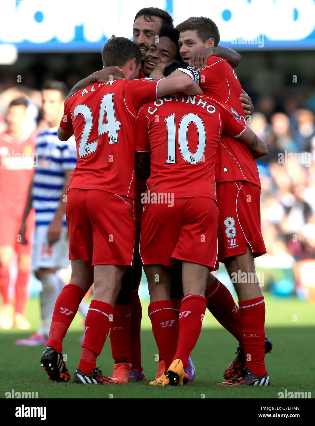 Liverpool's Raheem Sterling celebrates after his cross is put into the ...