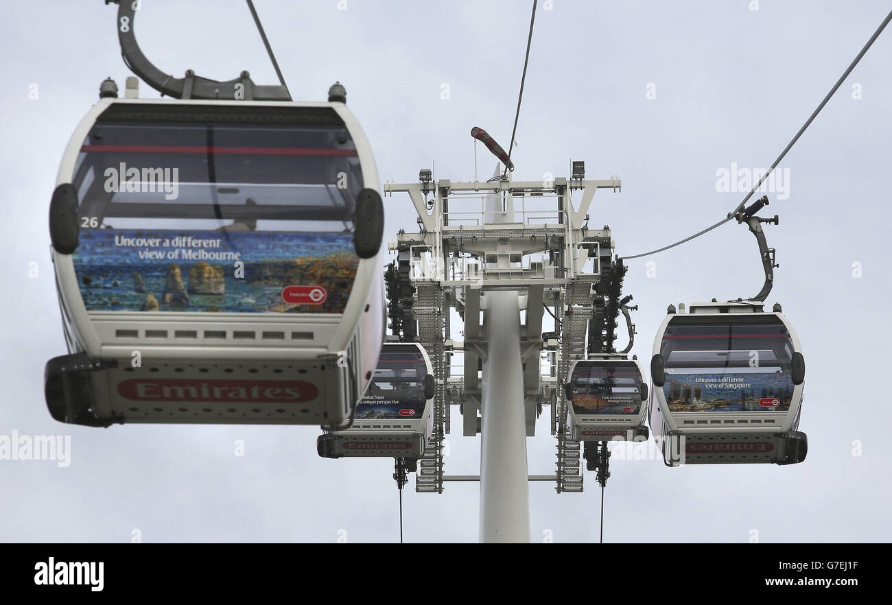 The Emirates Air Line cable car which goes from the north Greenwich ...