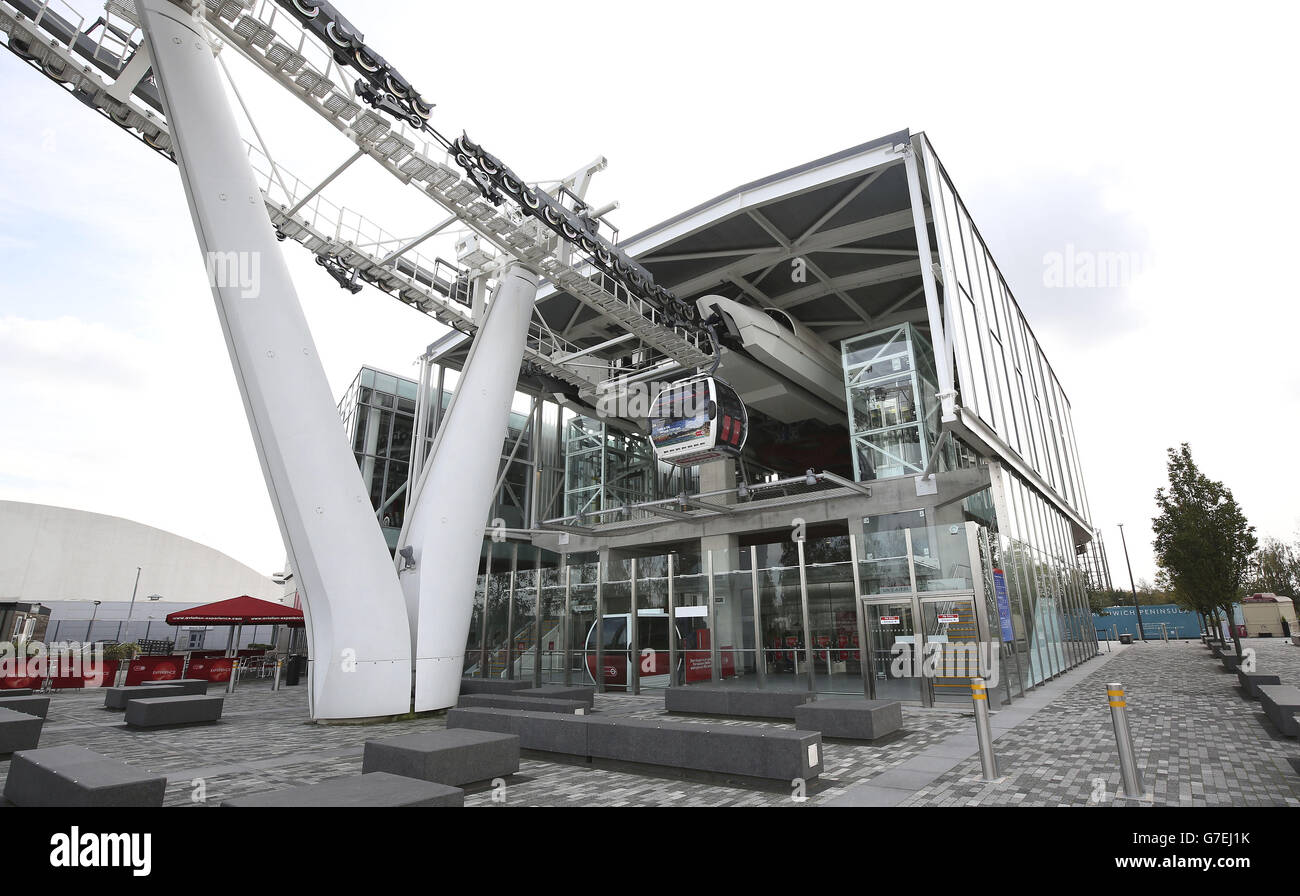 The Emirates Air Line cable car terminal on the north Greenwich ...