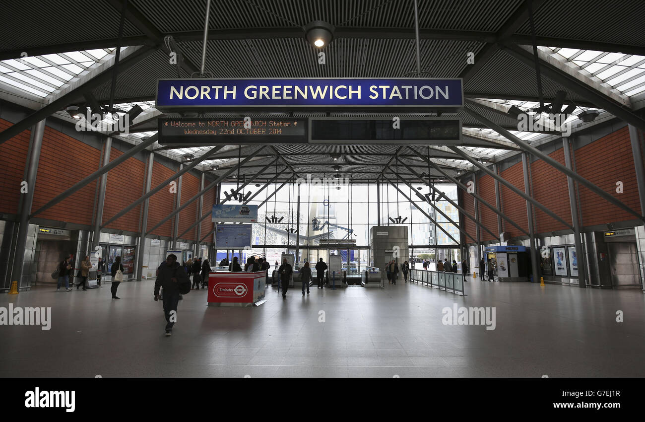 North Greenwich tube station on the north Greenwich Peninsula in south ...