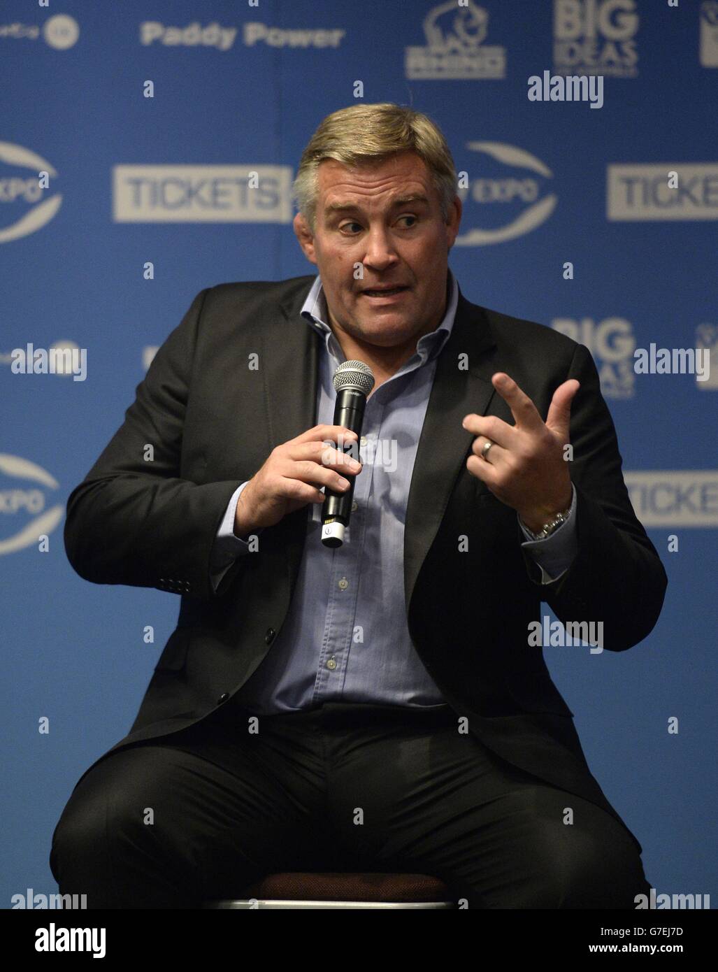 Former England rugby player Jason Leonard speaks during day one of 2014 ...