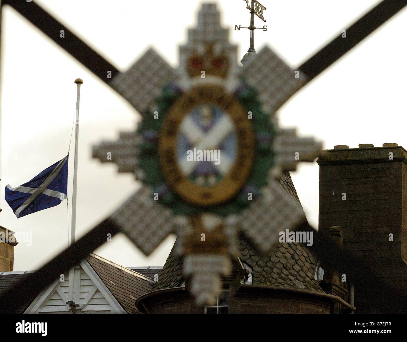 The Saltire flag at half-mast Stock Photo - Alamy