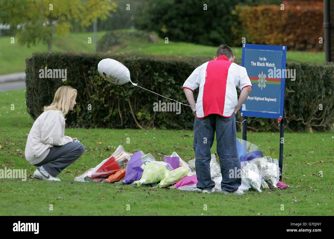 Floral tributes at St. Giles Garrison church, Warminster where the 1st ...
