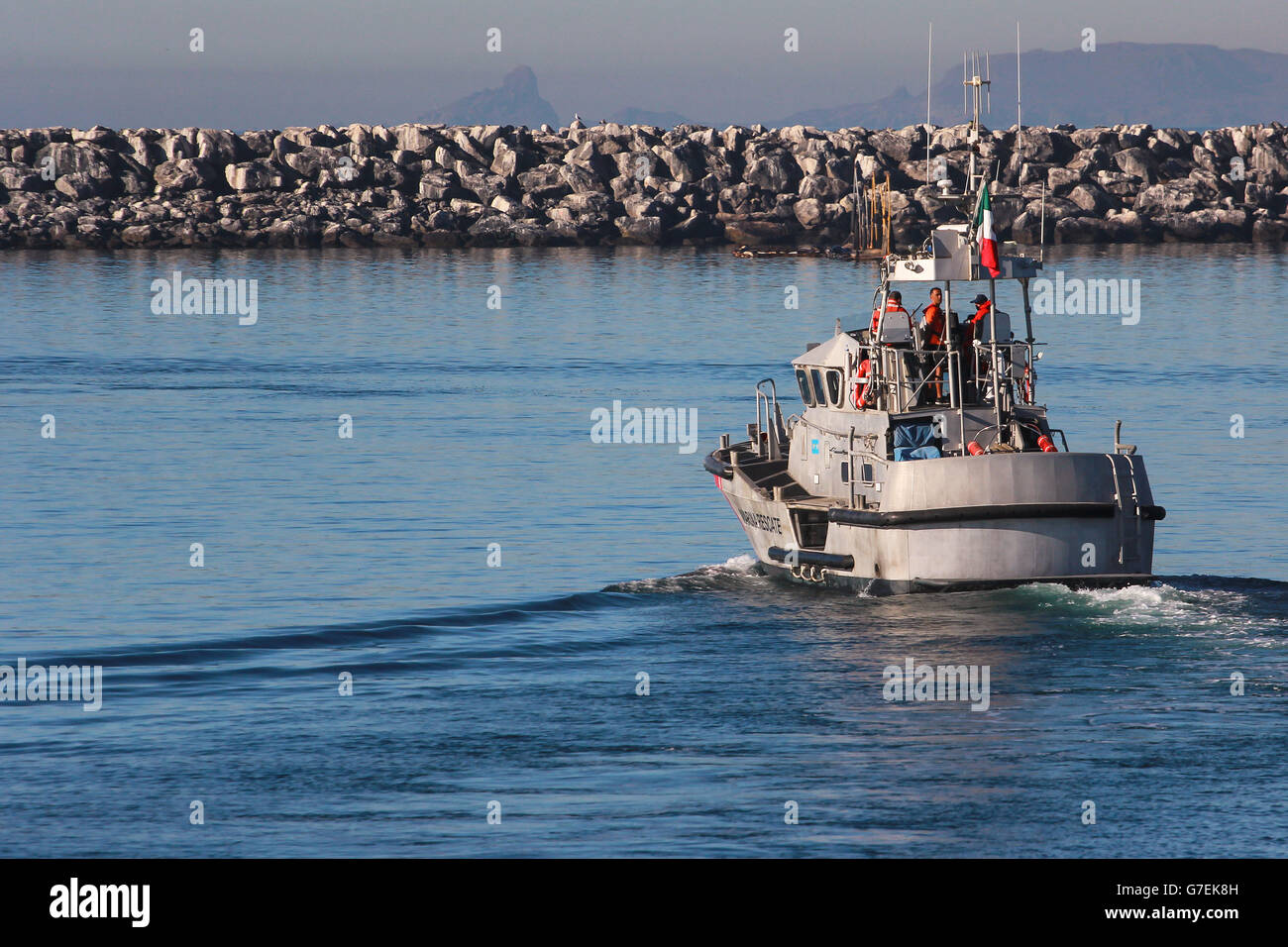 A navy speedboat is seen in the mexican port of Ensenada on November 21 ...
