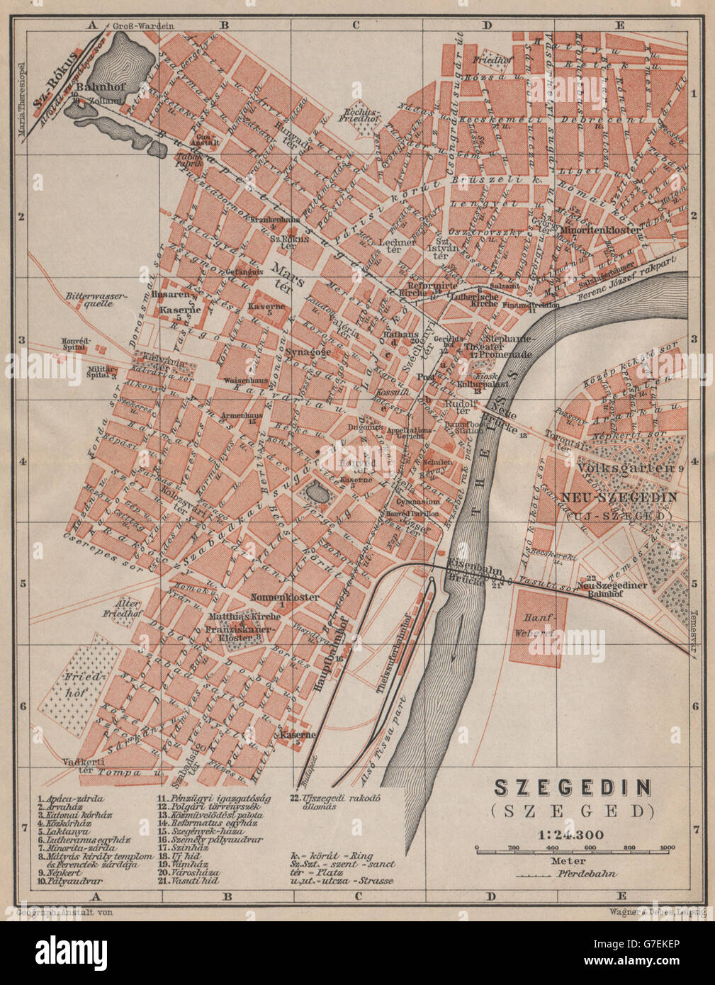SZEGEDIN (SZEGED SEGHEDIN SEGEDIN) town city plan. Hungary terkep, 1905 ...